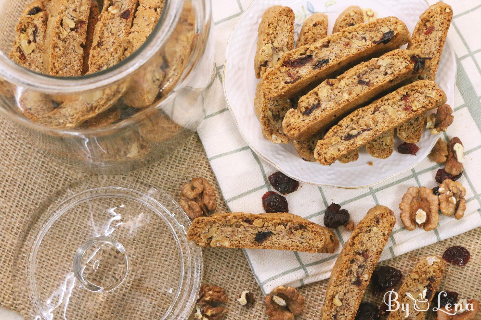 Walnut Whole Wheat & Cranberry Biscotti Recipe - ByLena.com