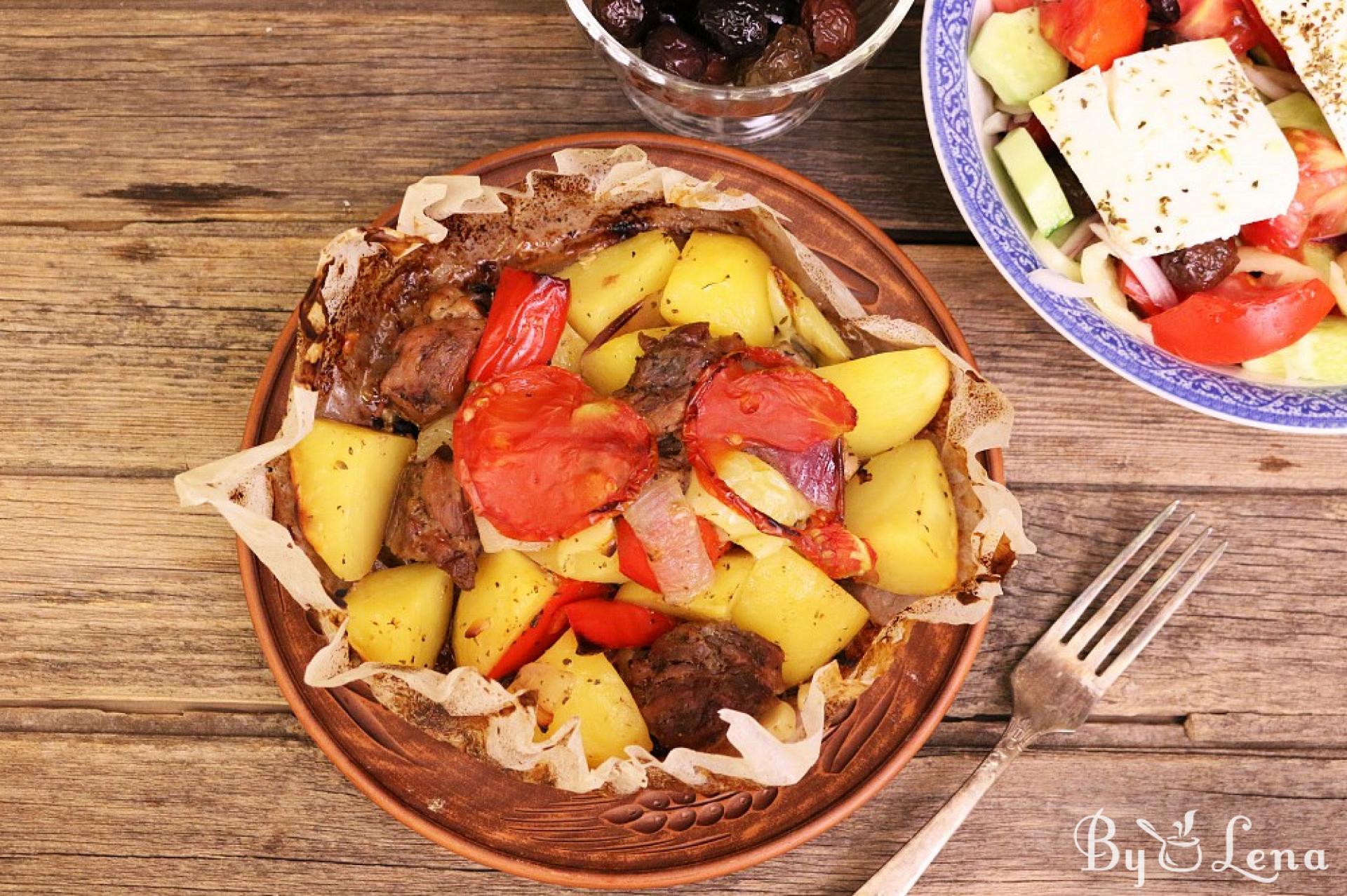 Kleftiko - meat steak and vegetables, Greek-style - ByLena.com