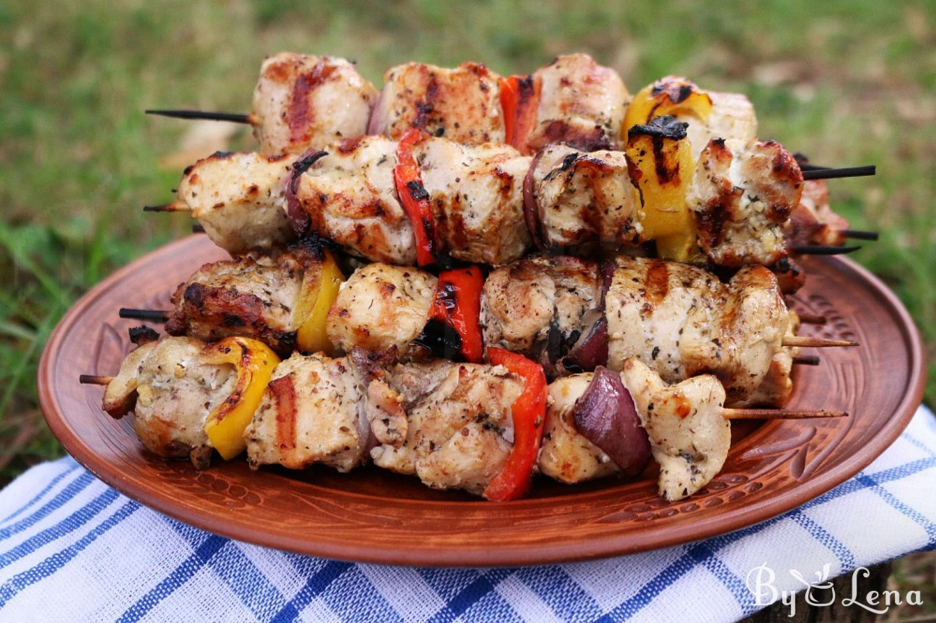 Chicken Souvlaki - Greek Skewers - ByLena.com